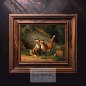 Vintage 1865 Fox Family Painting | Wilderness Animal Print | Antique ...