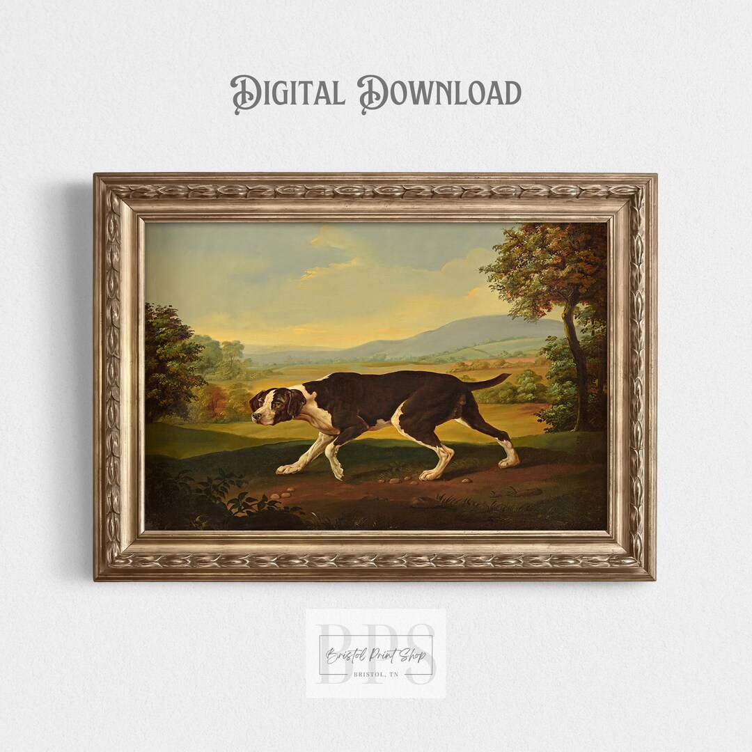 Vintage Hunting Dog Art Antique Pointer Wall Art 19th Century Painting ...