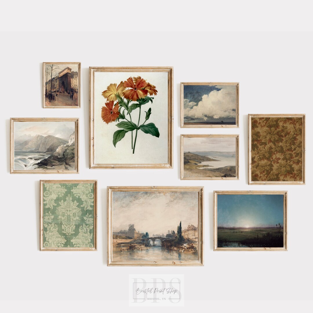 Vintage European Prints | Gallery Wall Art Set of 9 | Antique Prints ...