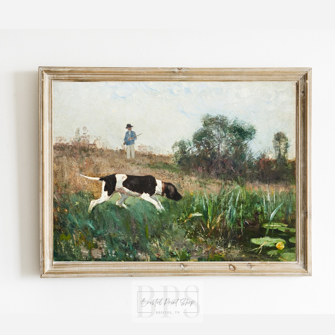 Vintage Hunting Dog Art Hunter and Dog Print Dog Painting Antique ...