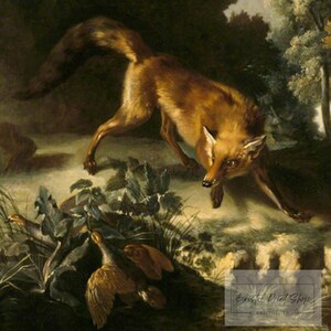 Vintage 1700s Fox Painting Antique Wall Art 18th Century Fox Print Fox ...