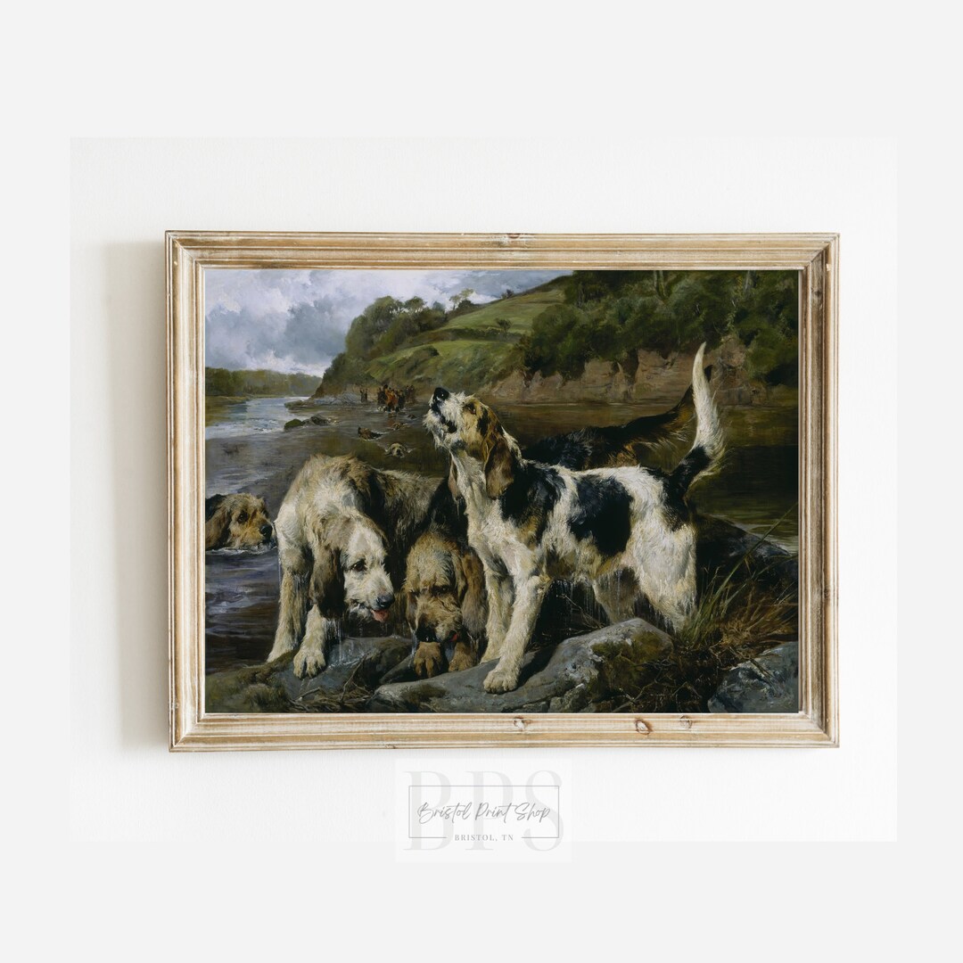 Vintage Hunting Dog Art Antique Dog Wall Art Otter Hunting 19th Century ...