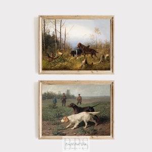Vintage Hunting Gallery Wall | Set of 9 | Stag Hunter Art | Man Cave ...