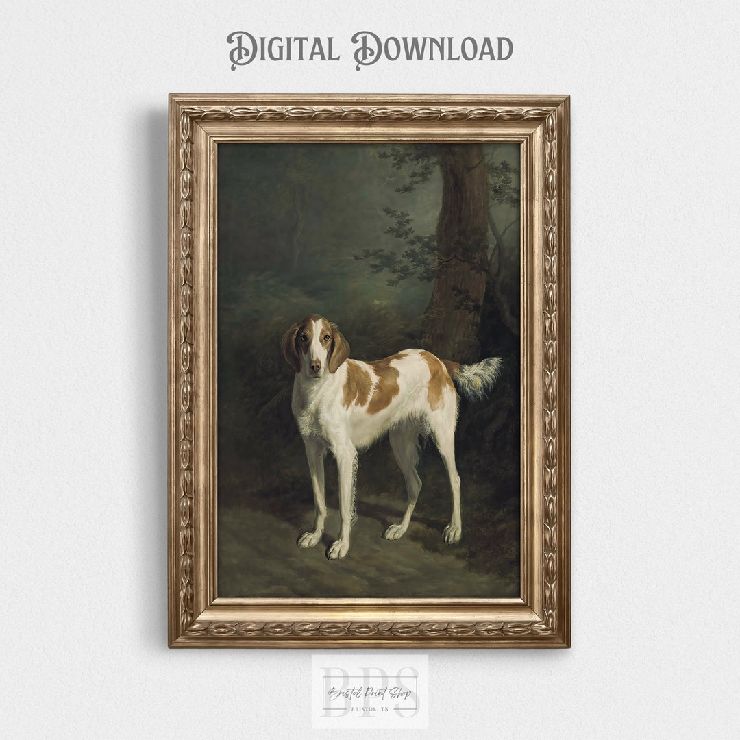 Vintage Hunting Dog Art Antique Setter Wall Art 19th Century Painting Rustic Nursery Decor ...