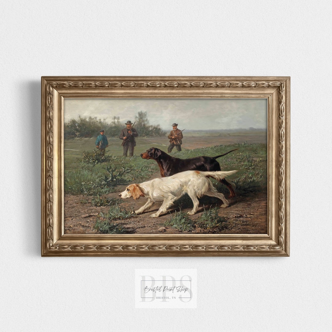 Vintage Hunting Dog Art Hunter Print Antique Woodland Wall Art 19th ...