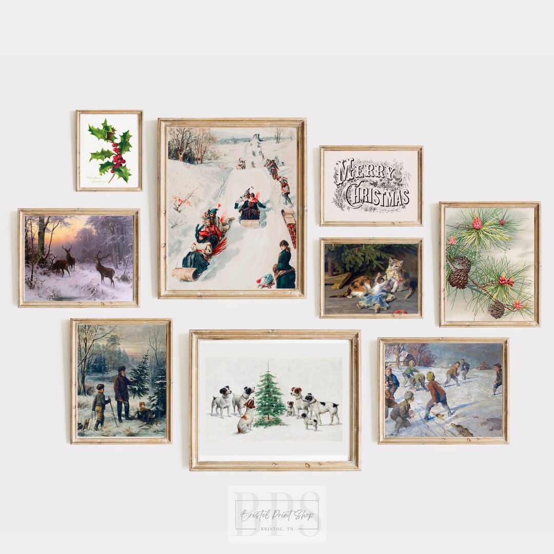 Vintage Christmas Gallery Wall | Set of 9 | Antique Printable Art ...