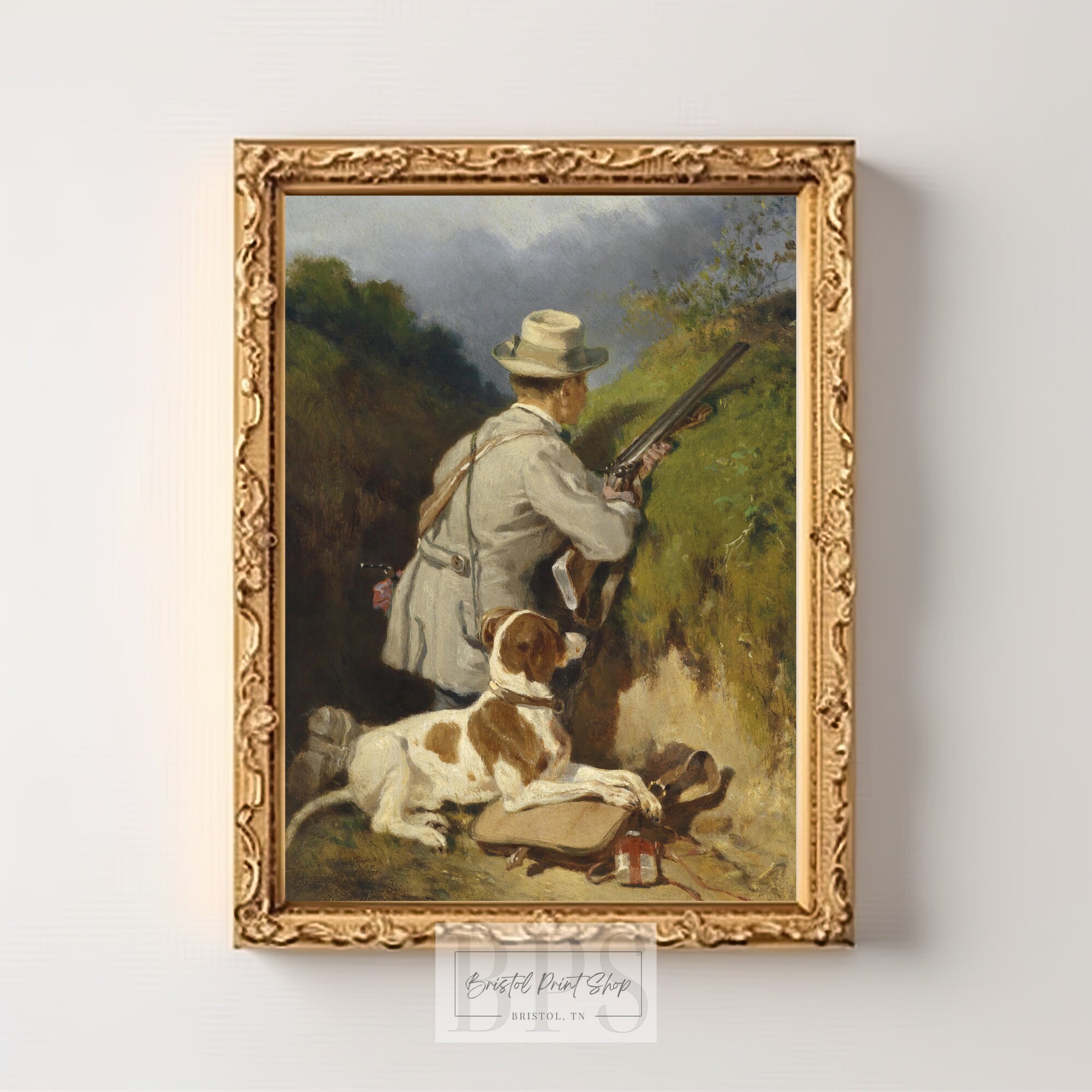 Vintage Hunting Dog Art | Hunter and Dog Print | Dog Painting | Antique ...