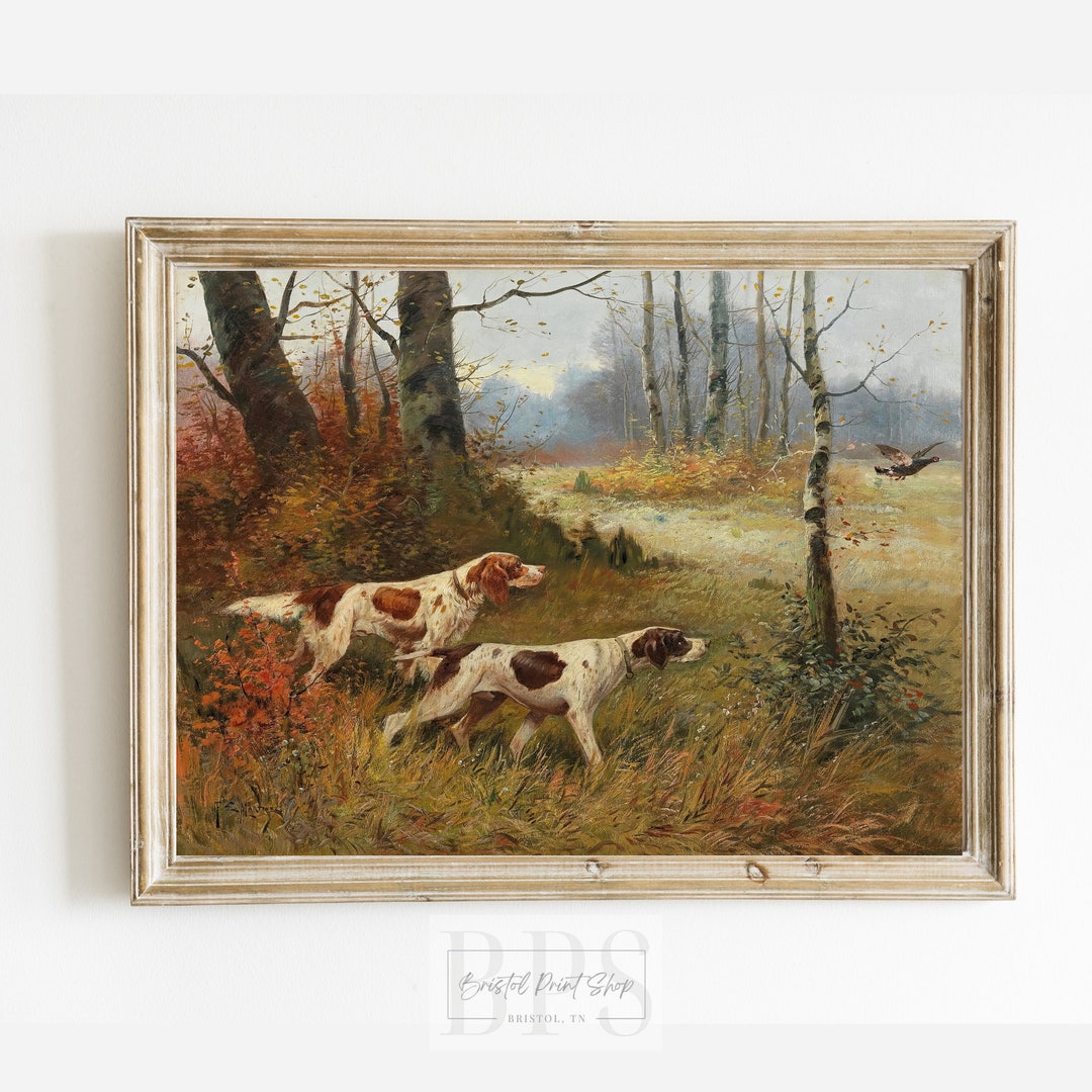 Vintage Hunting Dog Art Antique Setter Wall Art 19th Century Painting ...
