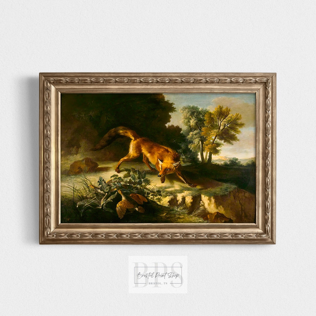 Vintage 1700s Fox Painting Antique Wall Art 18th Century Fox Print Fox ...