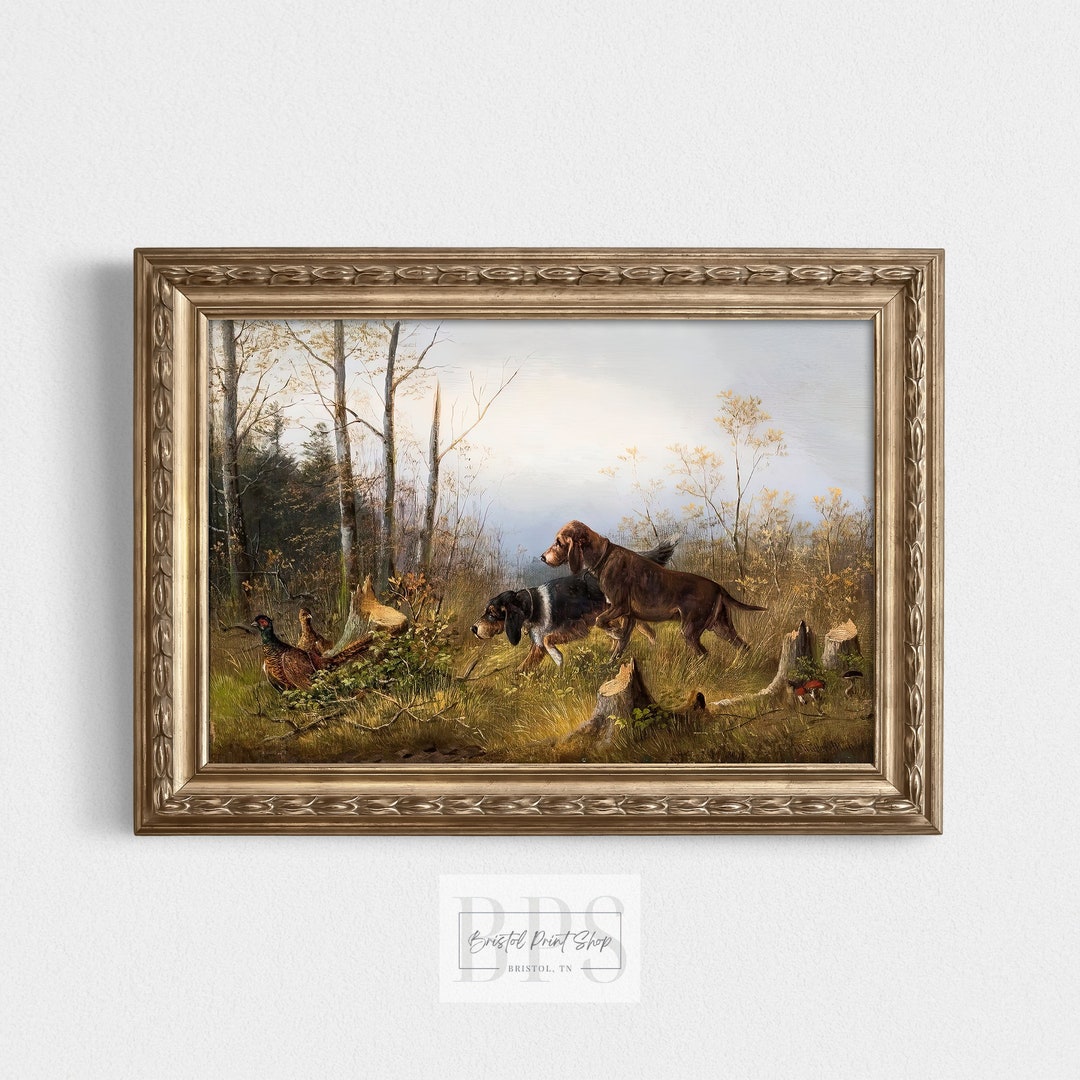 Vintage Hunting Dog Art Hunter Print Antique Woodland Wall Art 19th ...