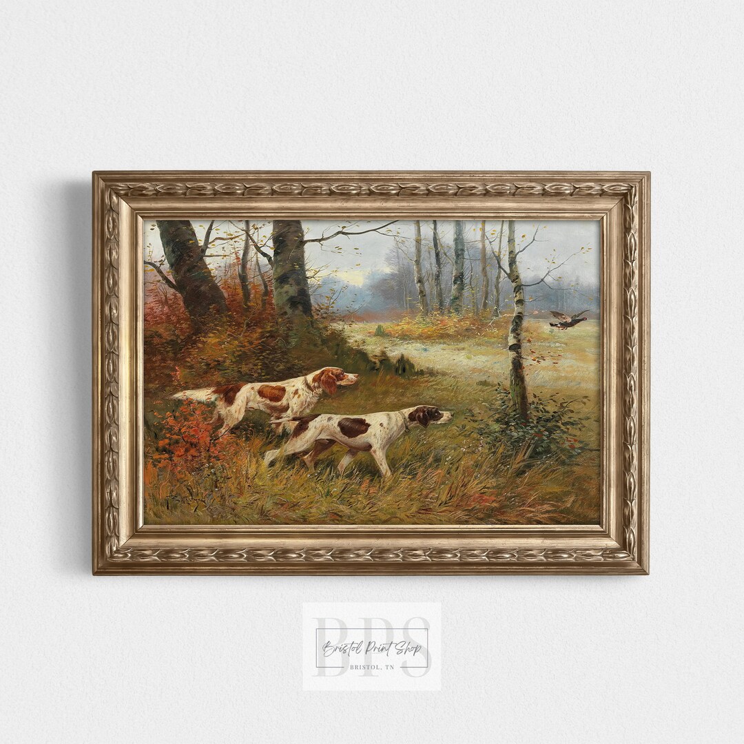 Vintage Hunting Dog Art Antique Setter Wall Art 19th Century Painting ...