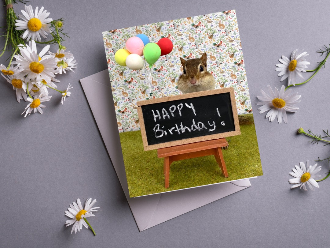 Chipmunk Birthday Card 2 - Etsy