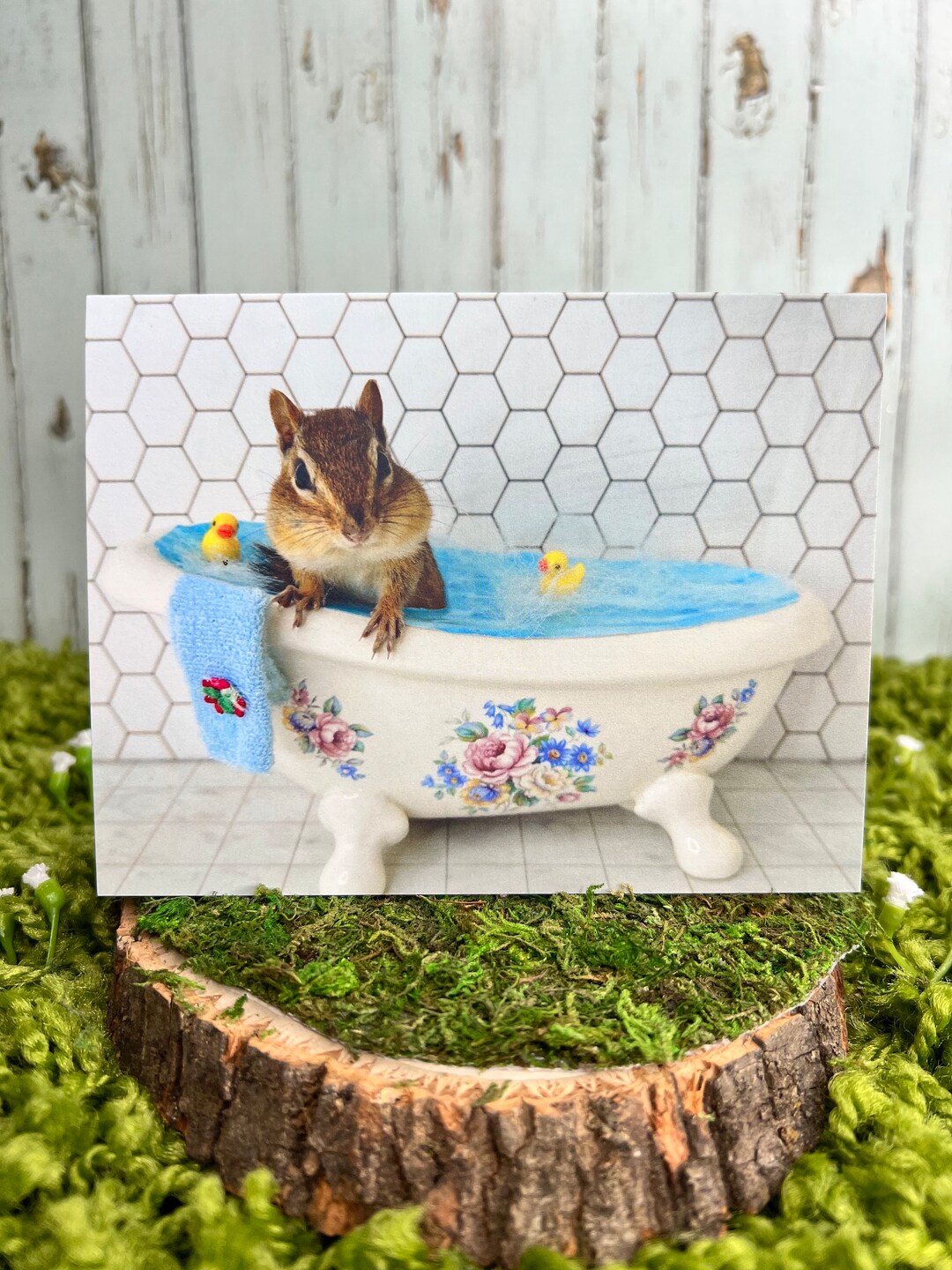 Chipmunk Bath Notecard - Etsy