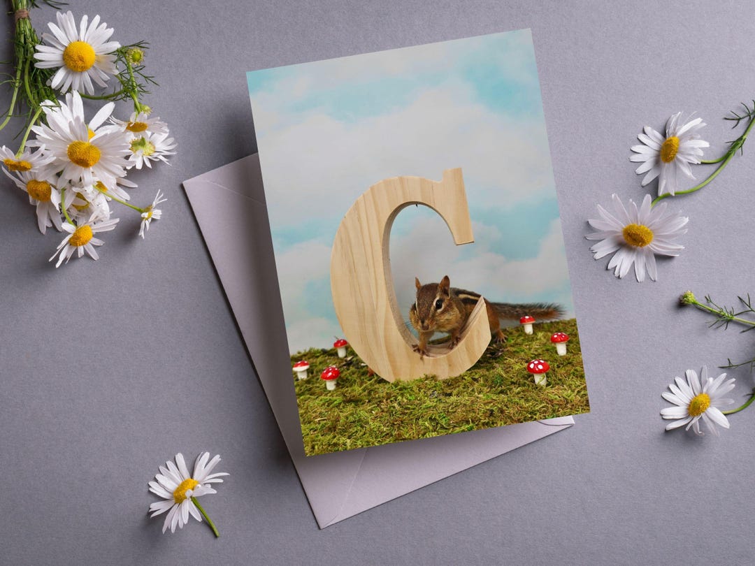 Chipmunk Letter C Notecard - Etsy