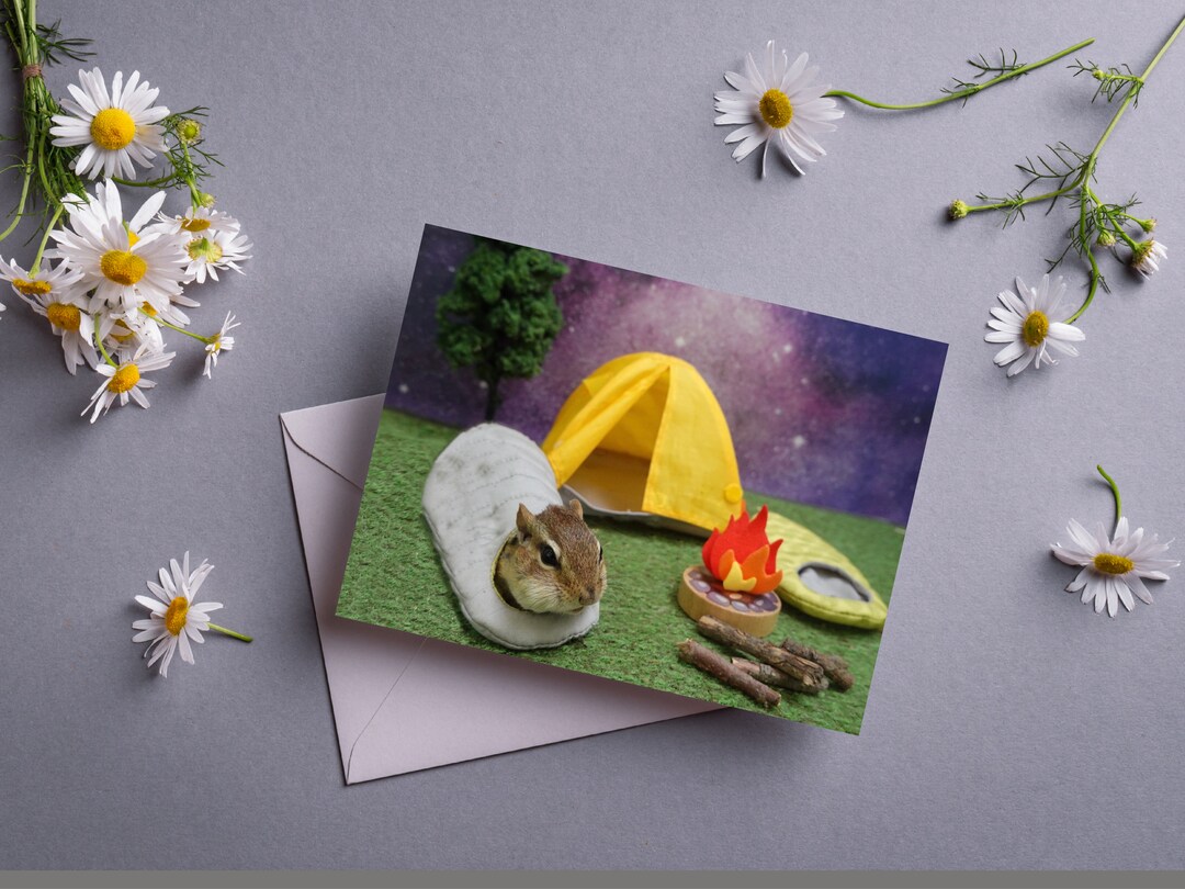 Chipmunk Camping Notecard - Etsy