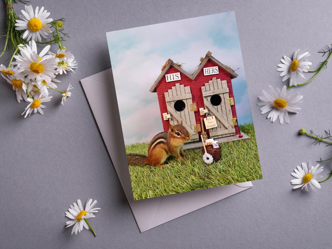 Chipmunk Outhouse Card - Etsy
