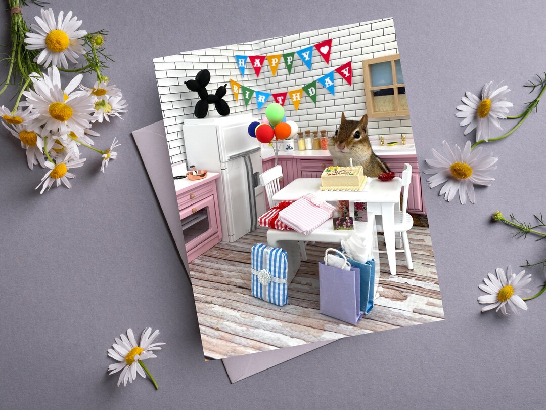 Chipmunk Birthday Card - Etsy