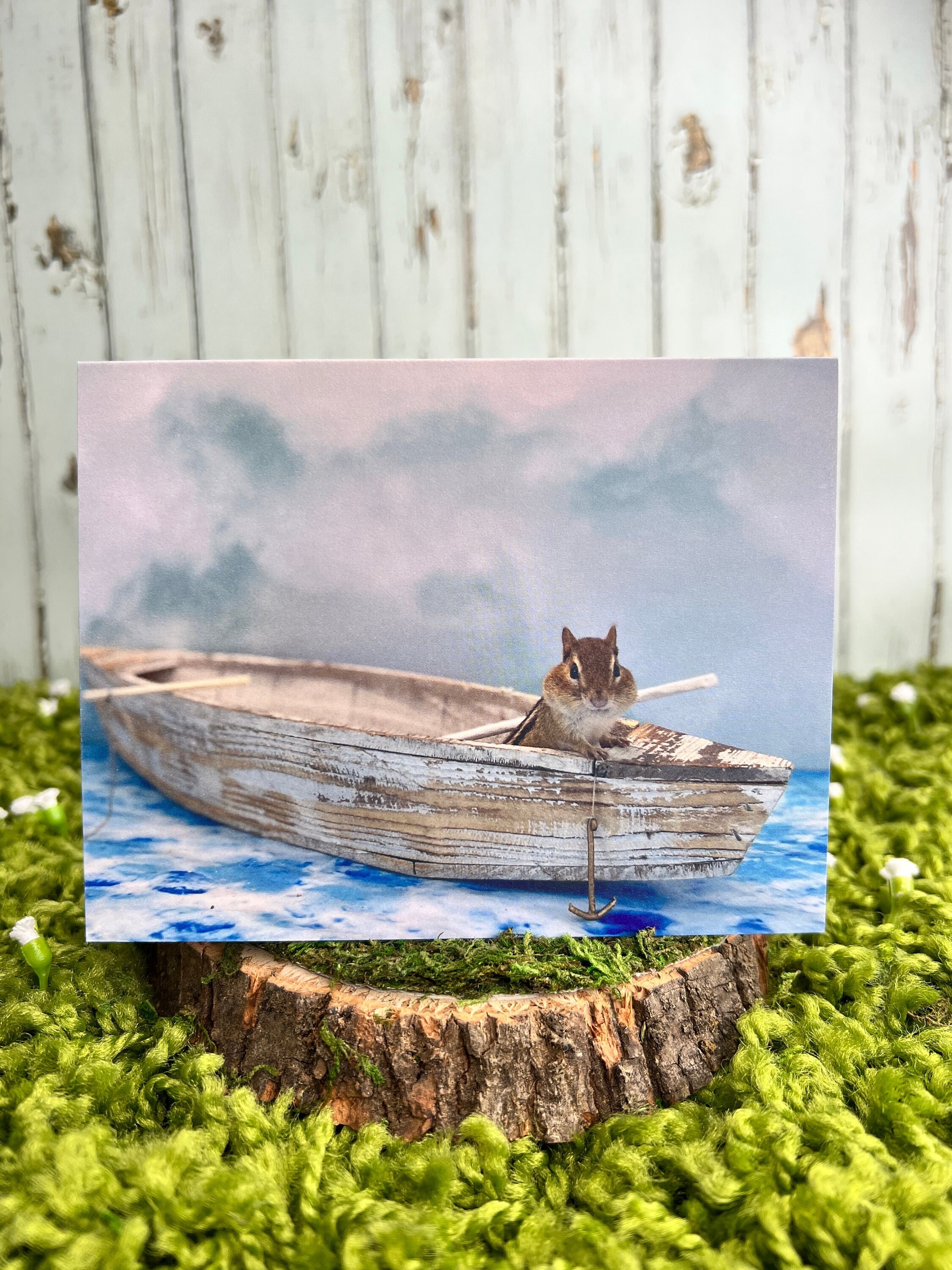 Chipmunk in a Boat Notecard - Etsy