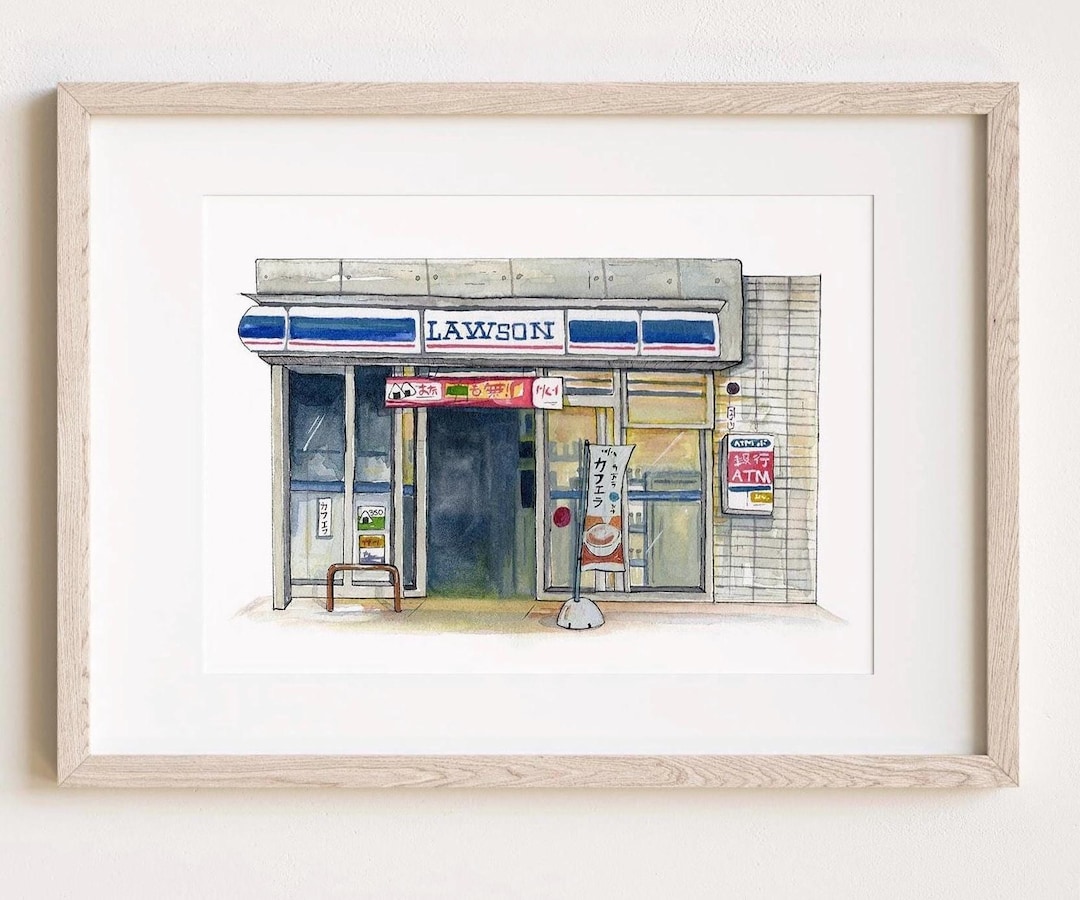 Lawson Konbini Watercolor Print – Giclée 5"x7", Mt. Fuji Lawson, Japan ...
