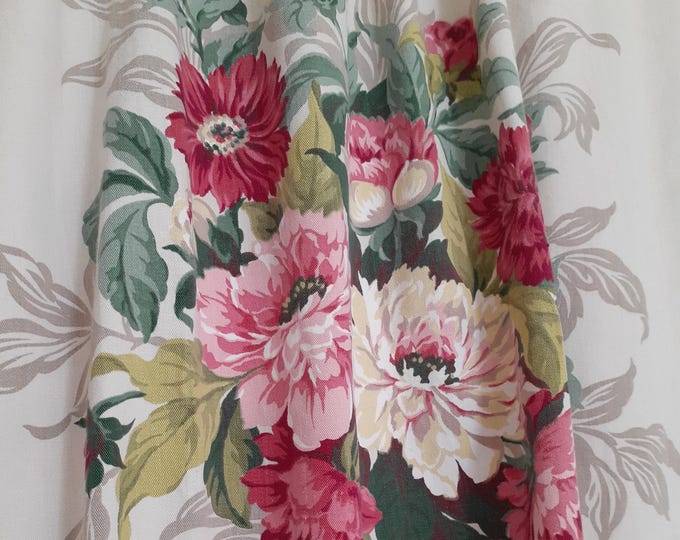 Vintage 1940's Peony Floral Drapery Panel - Pink Purple Green Flowers ...