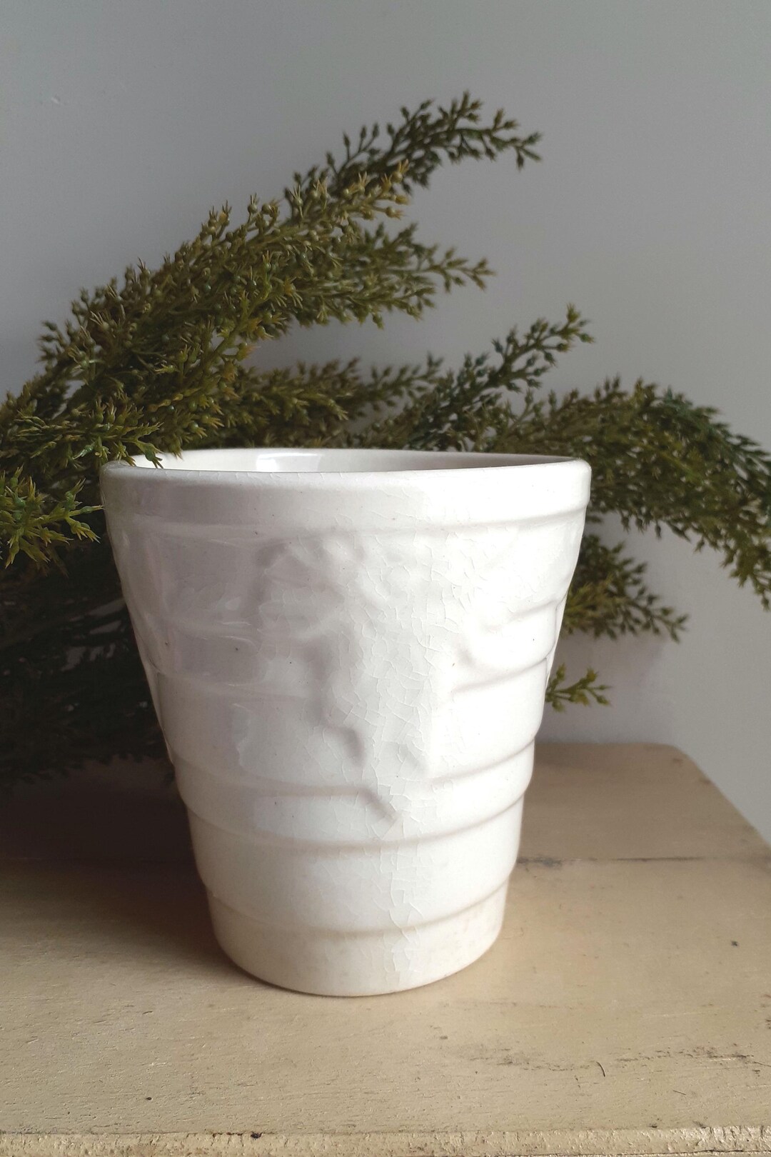 Vintage 1940's Cream Flower Pot Planter, Ivory Glazed, 4" Tall, Indoor ...