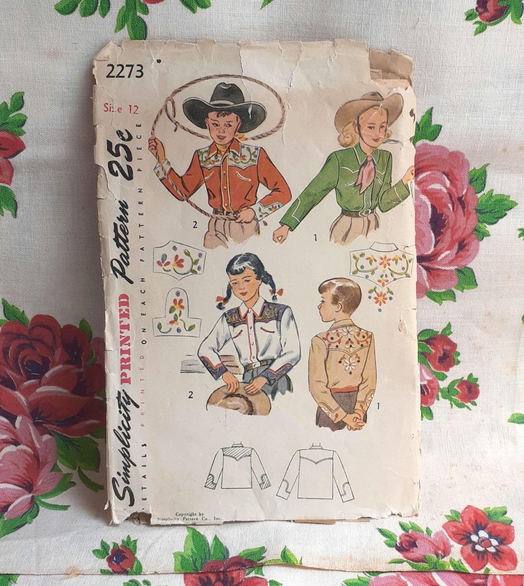 Vintage 1940's Child's Western Shirt Pattern With Embroidered Designs ...