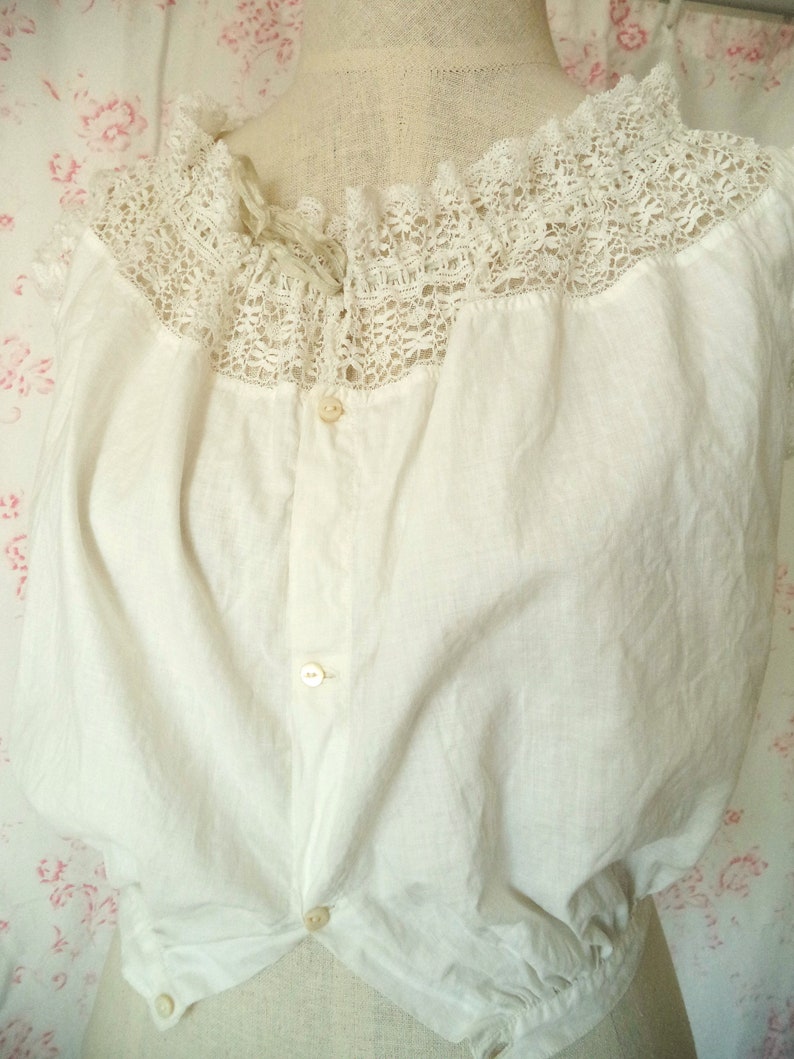 Vintage 1900's Corset Cover Top Delicate Lace Yoke Silk | Etsy