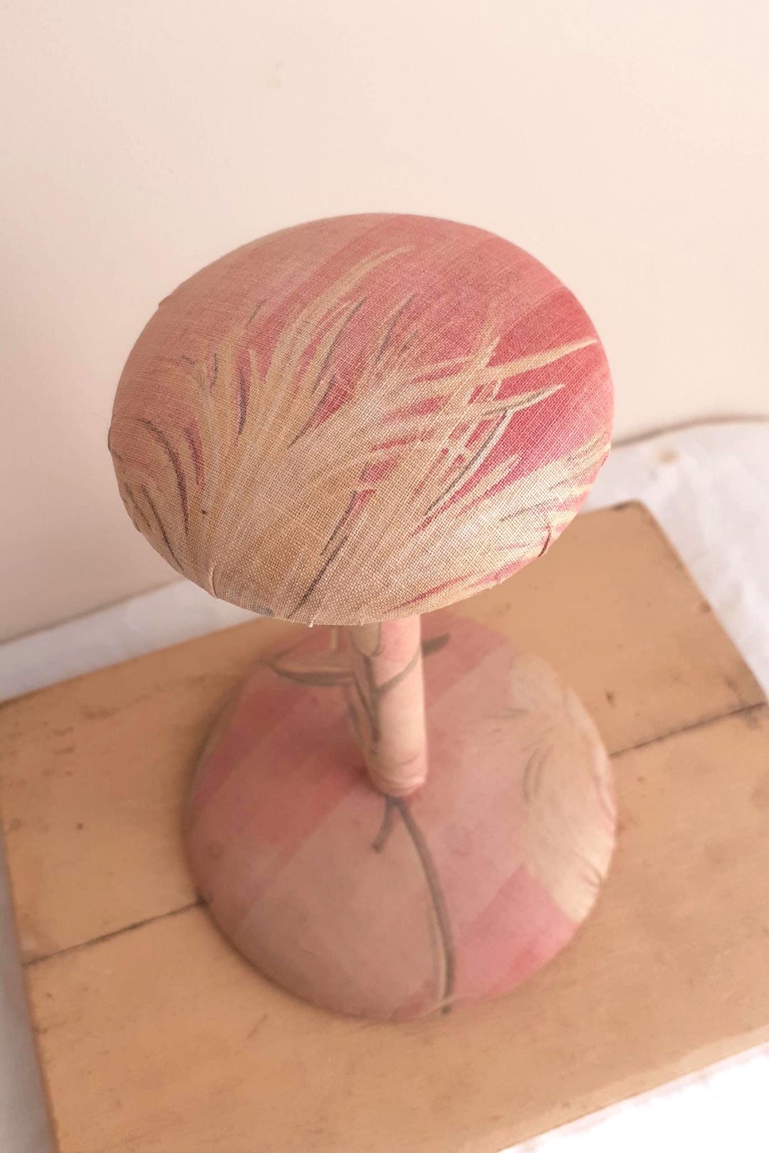Vintage 1940's Hat Stand, Pink Fabric Covered Millinery Display, Palm ...