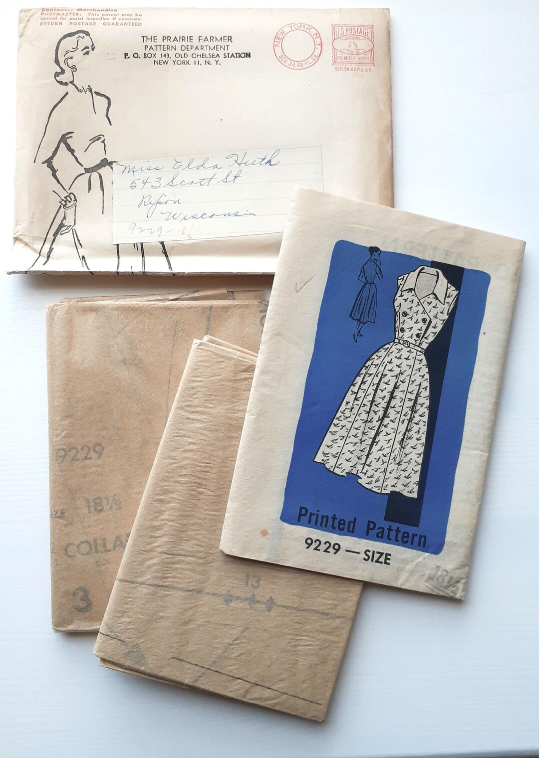 Vintage 1950's Double Breasted Dress Pattern, Mail Order Sewing Pattern ...