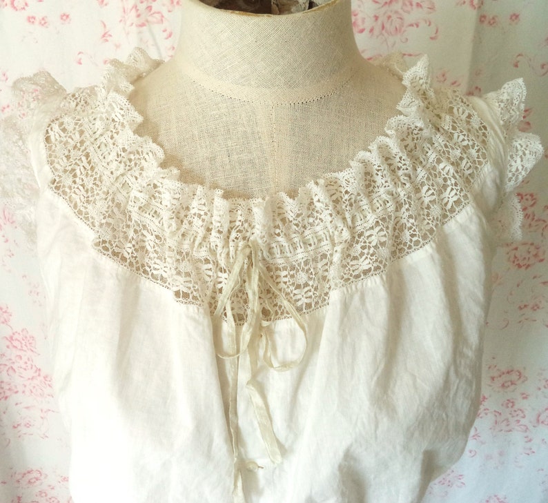 Vintage 1900's Corset Cover Top Delicate Lace Yoke Silk | Etsy