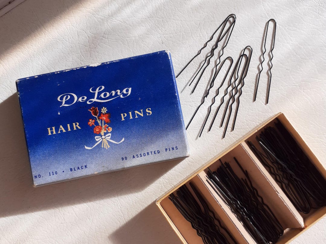 Vintage 1950's Hair Pin Box With Pins - Authentic Costuming - Delong ...
