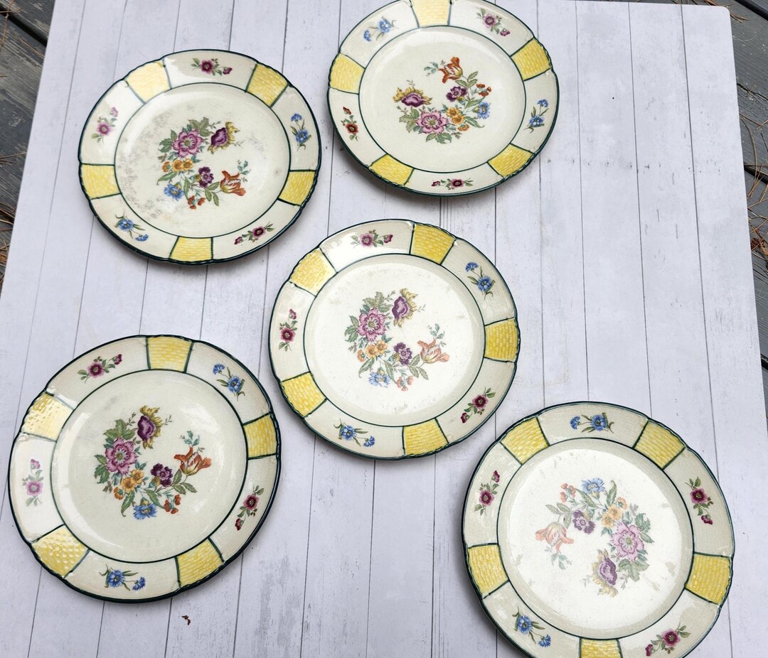Vintage Maruhon Japan Salad Plates (set of 5) - Floral Display Dishes ...