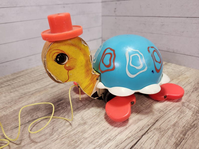 Vintage Fisher Price Tip Toe Turtle Toy - 1962 Wood Pull Toy - Etsy