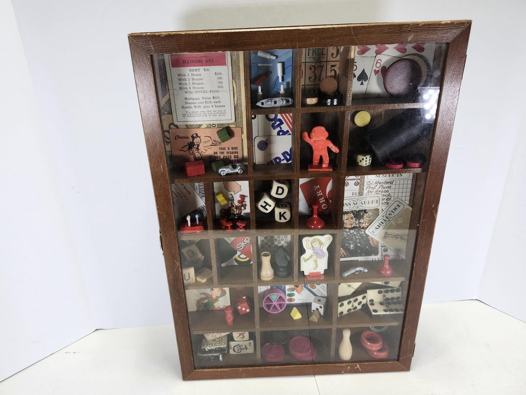 Vintage Board Game Piece Shadow Box: Game Room Wall Art - Etsy