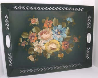 Floral Metal Tray | Etsy