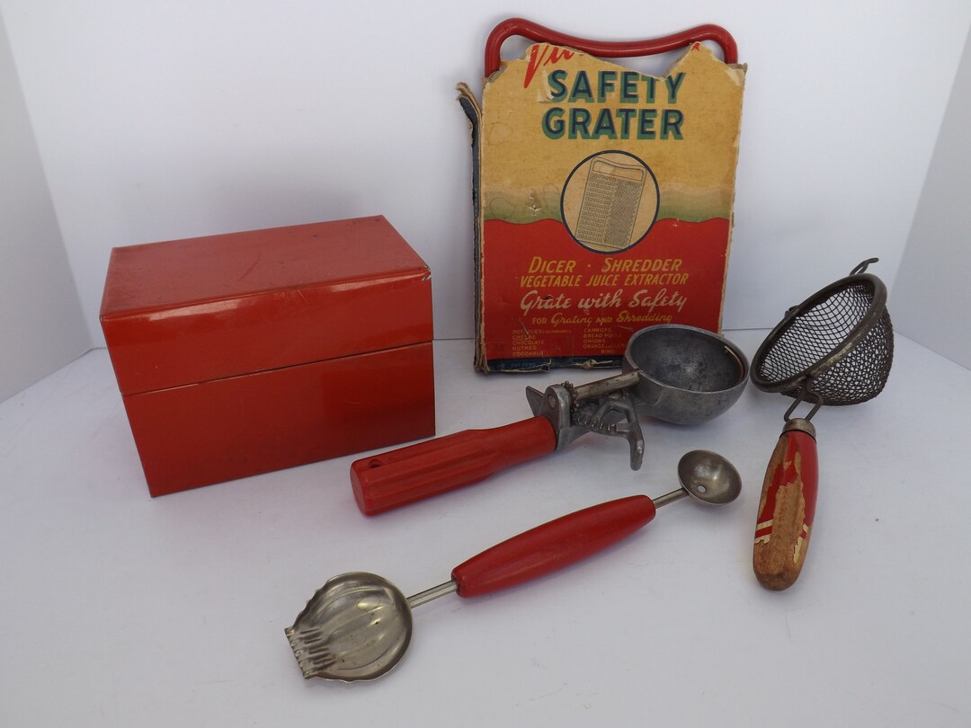 Lot Red Kitchen Tools Vintage Utensil Kitchen Decor - Etsy