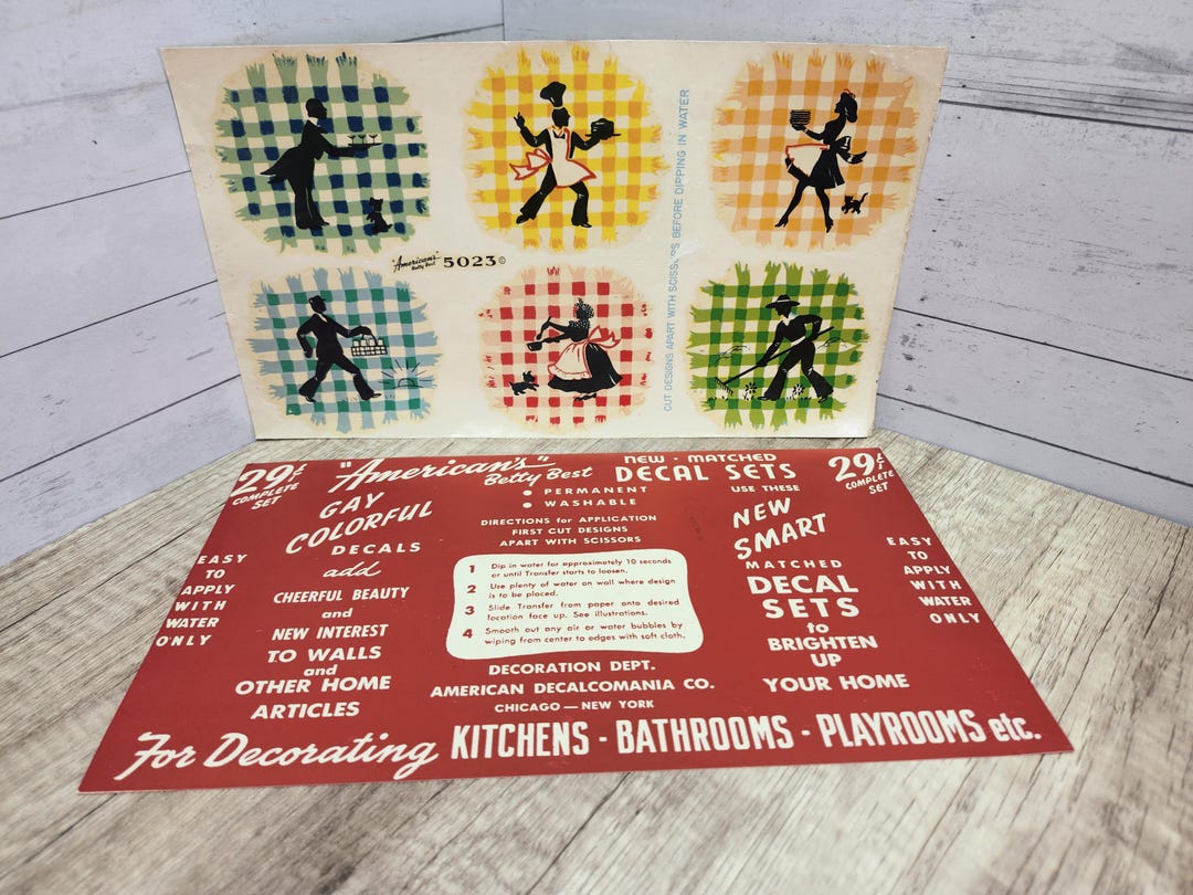 Vintage Betty Gingham Decals, Mid Century Silhouettes (7x12in Sheet) - Etsy