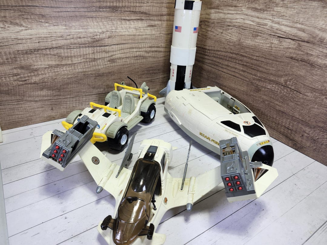 Vintage Space Toy Set: Spaceship, Rover, Shuttle, Plane - Etsy