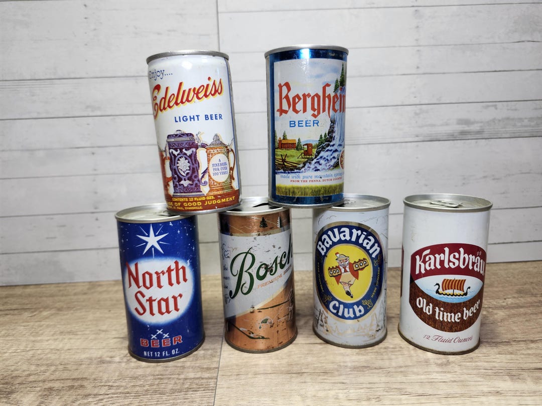 Vintage Beer Can Set: Retro Bar Decor, Advertising Collectibles - Etsy