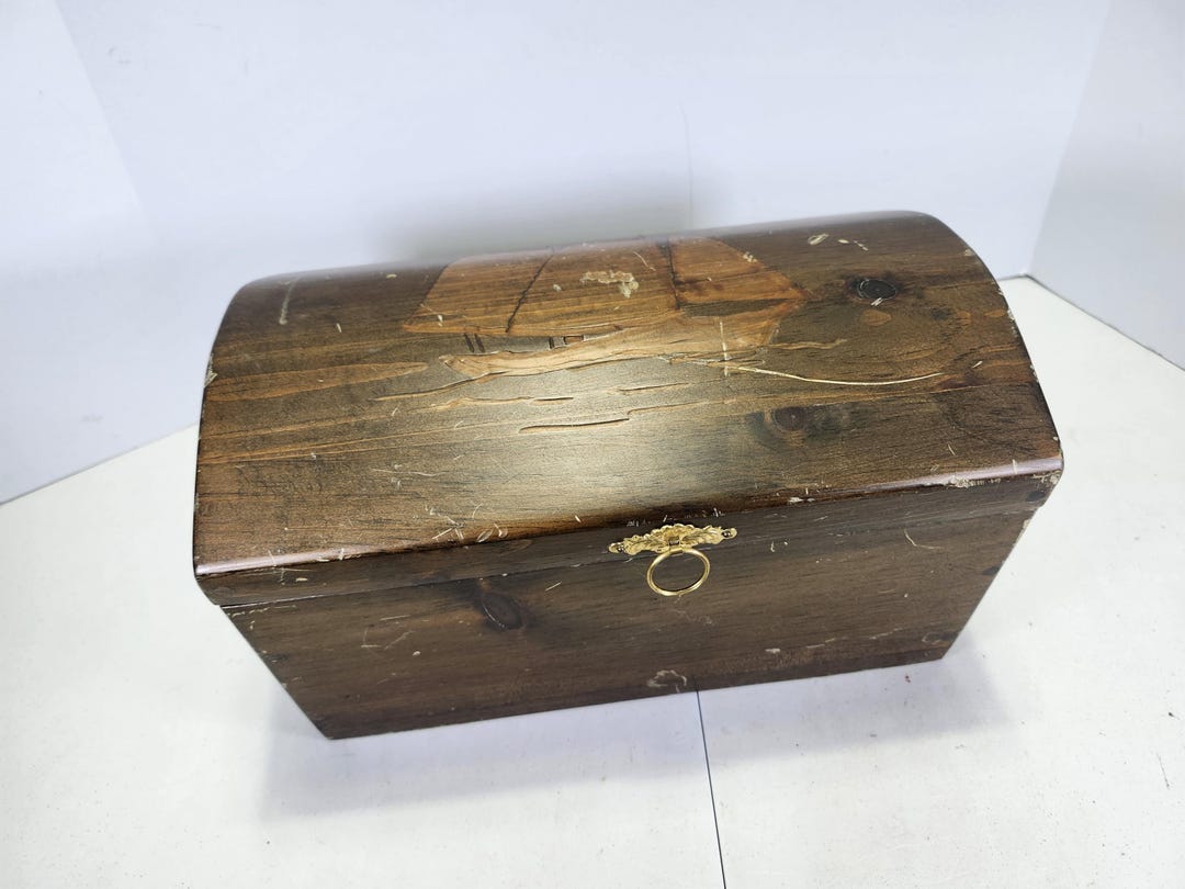 Wooden Chest Box, Trunk, Ship Sail Boat, Decoration Display, Storage ...