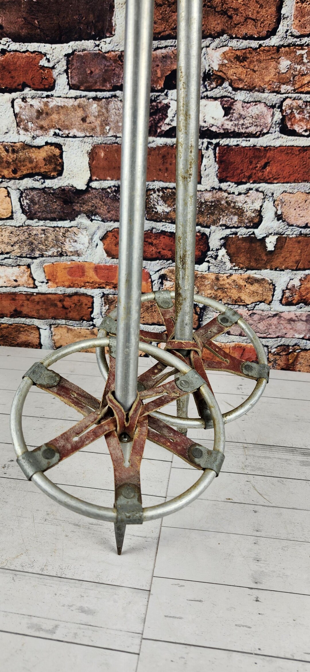 Vintage Aluminum Ski Poles With Leather Accents: Rustic Metal Winter ...