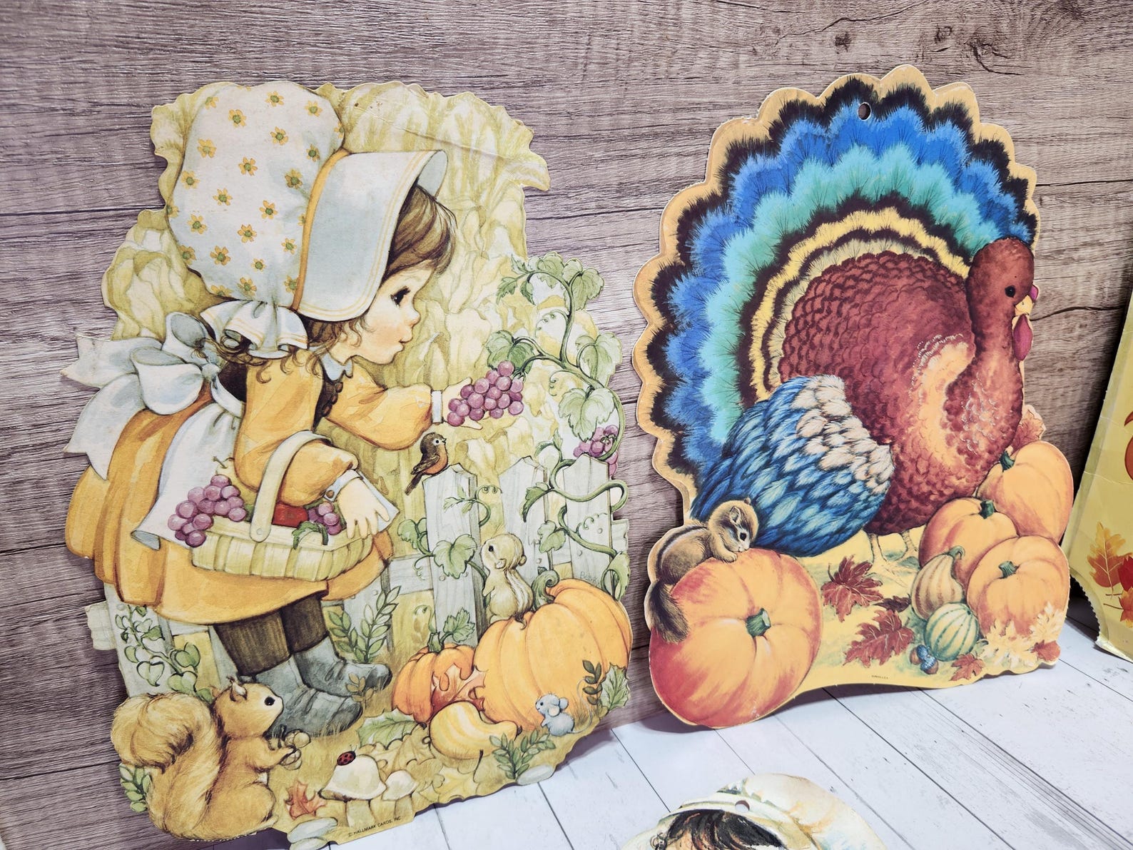 Vintage Thanksgiving Die Cuts Set: Turkey, Pilgrims, Pumpkins (hallmark ...