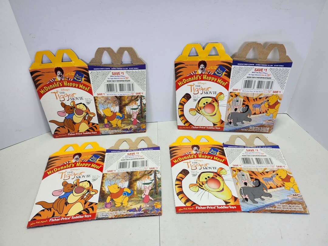 Set 4 Mcdonald's Happy Meal Disney Tigger Movie Boxes, Vintage ...
