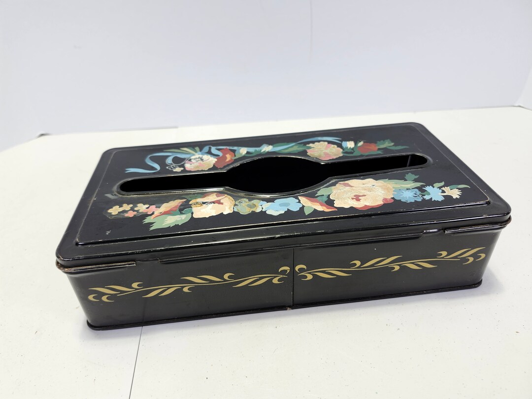 Painted Metal Facial Tissue Box Holder, Vintage, Decor, Retro ...