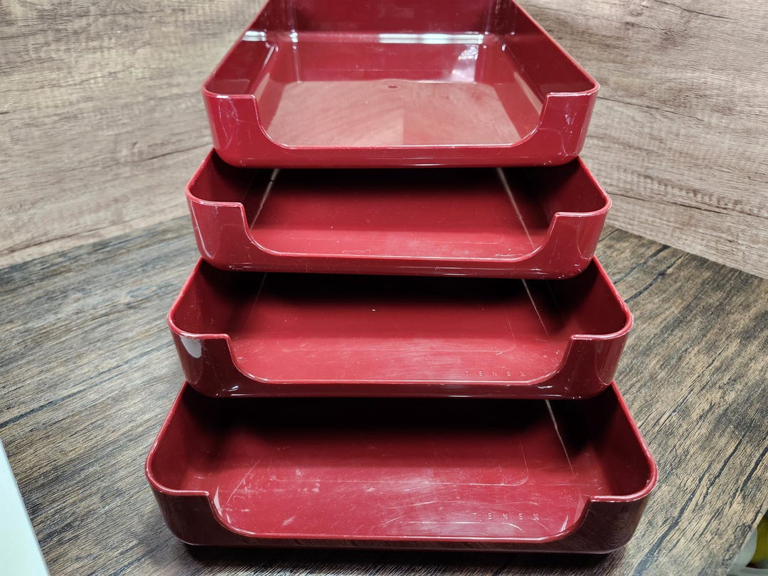 Vintage Plastic Tenex Burgundy Stacking Letter Trays: Set of 4 - Etsy