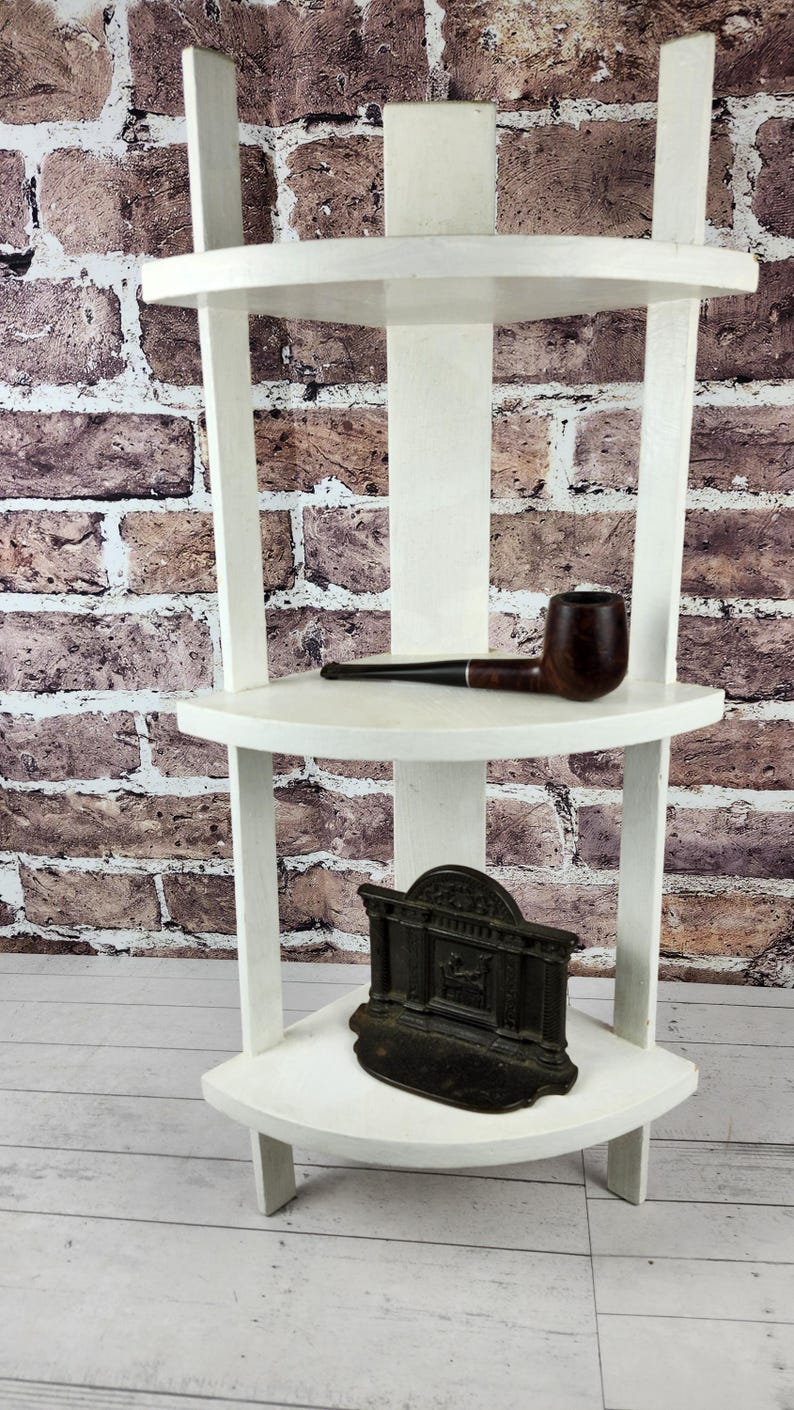 Vintage Wooden Corner Shelf: White Painted Chippy Wall Decor - Etsy