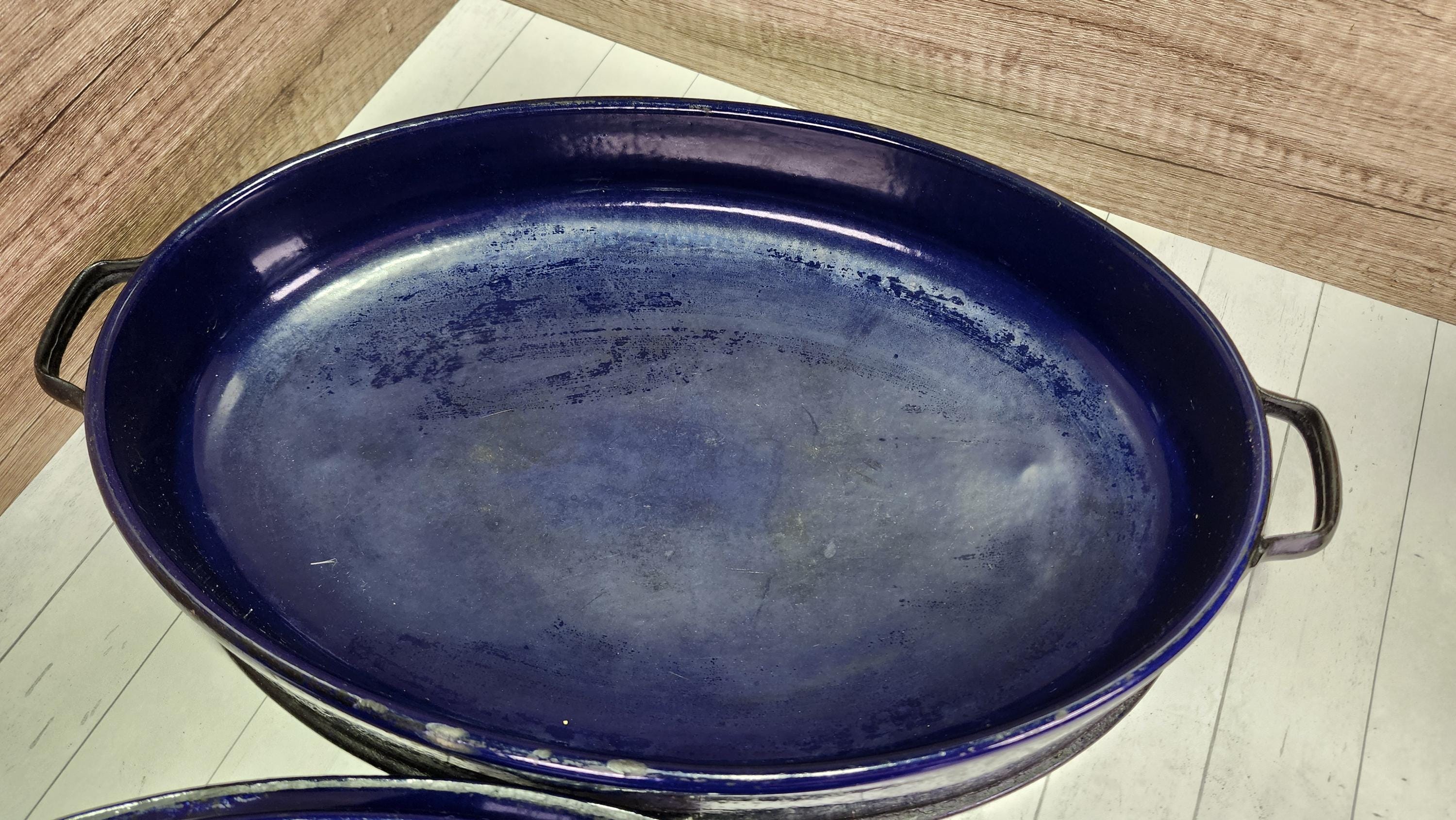 Vintage Blue Enamel Roaster: Farmhouse Kitchen Decor - Etsy