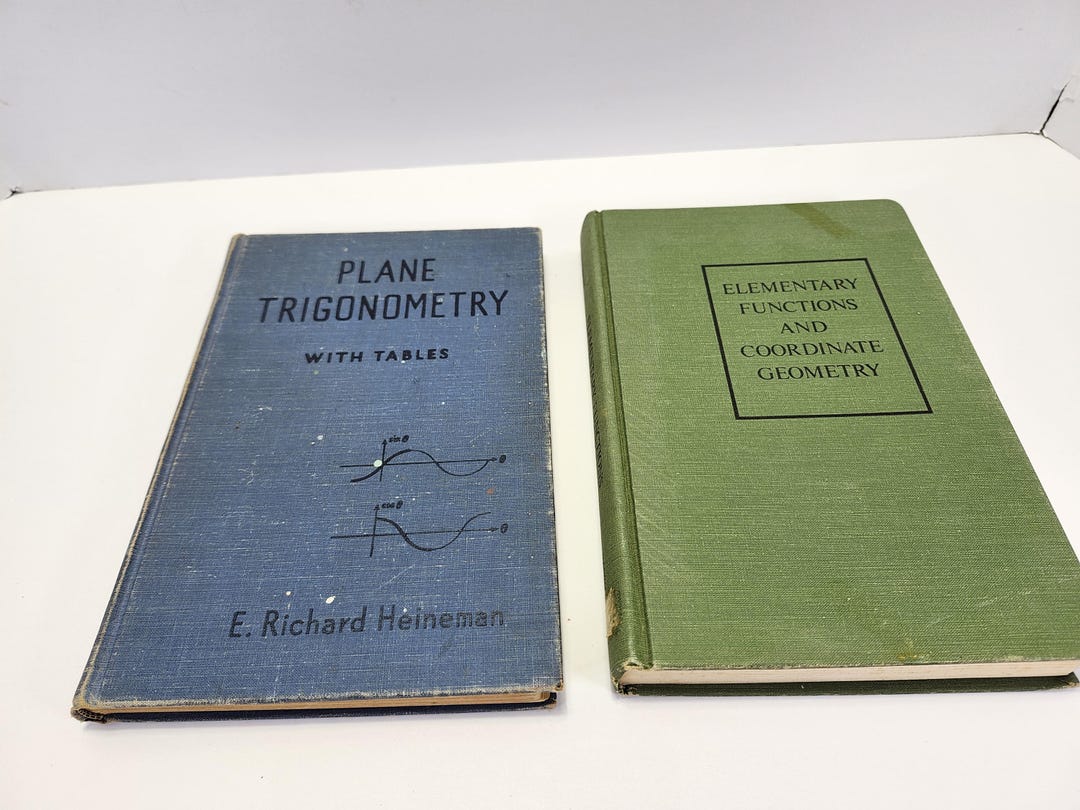 Set 2 Math Textbooks, Vintage Retro, Text, Plane Trigonometry ...
