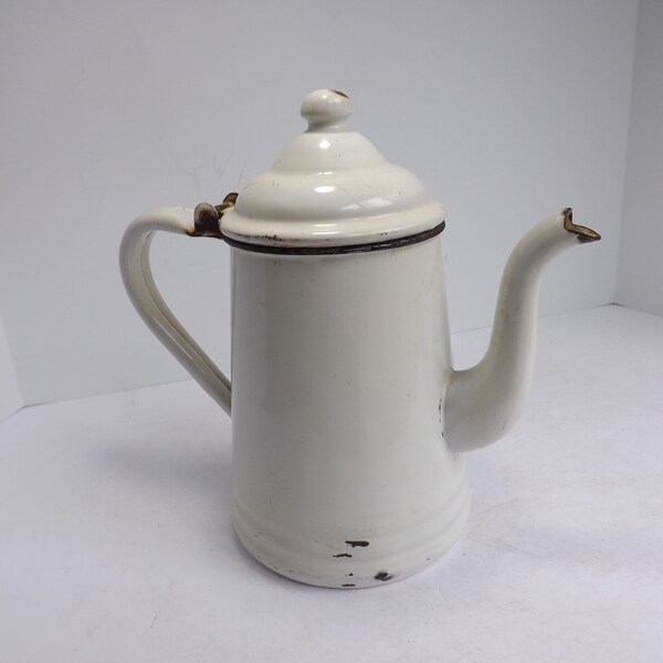 White Enamel Pitcher - Etsy