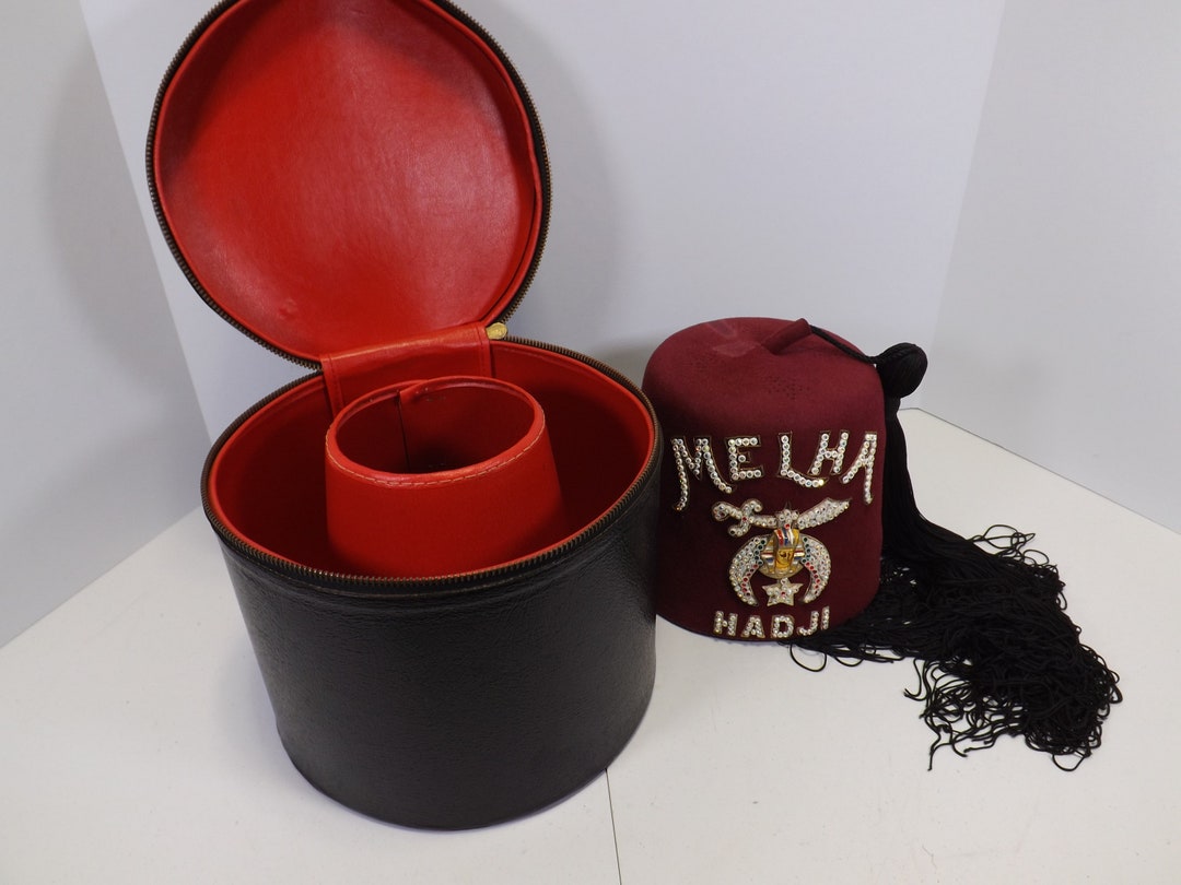 Shriner's/mason Hat With Box, Melha Hadji, Vintage, Man Cave Bar ...